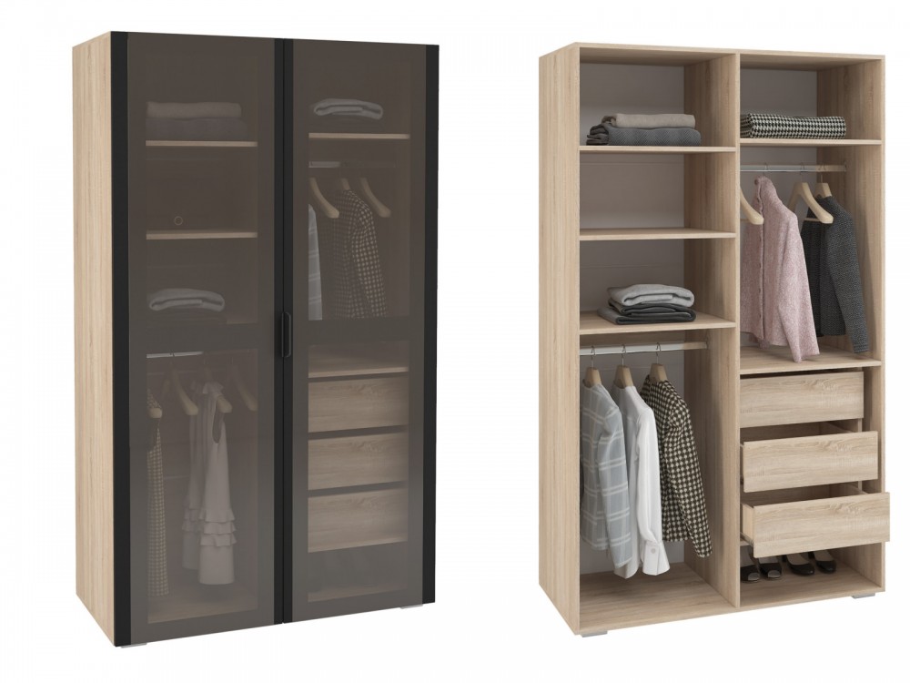 Шкаф Норд ШК 1200 дуб сонома софт черный купить в Челябинске «Мебель74